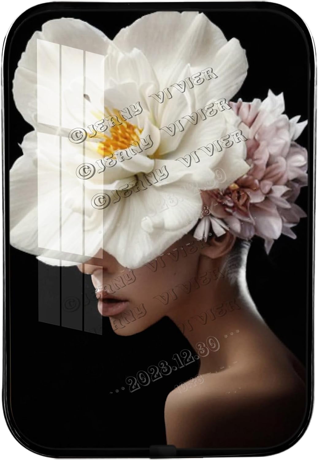 Flower Head Women Framed Wooden Wall Arts, Abstract Art Wall Decor ...