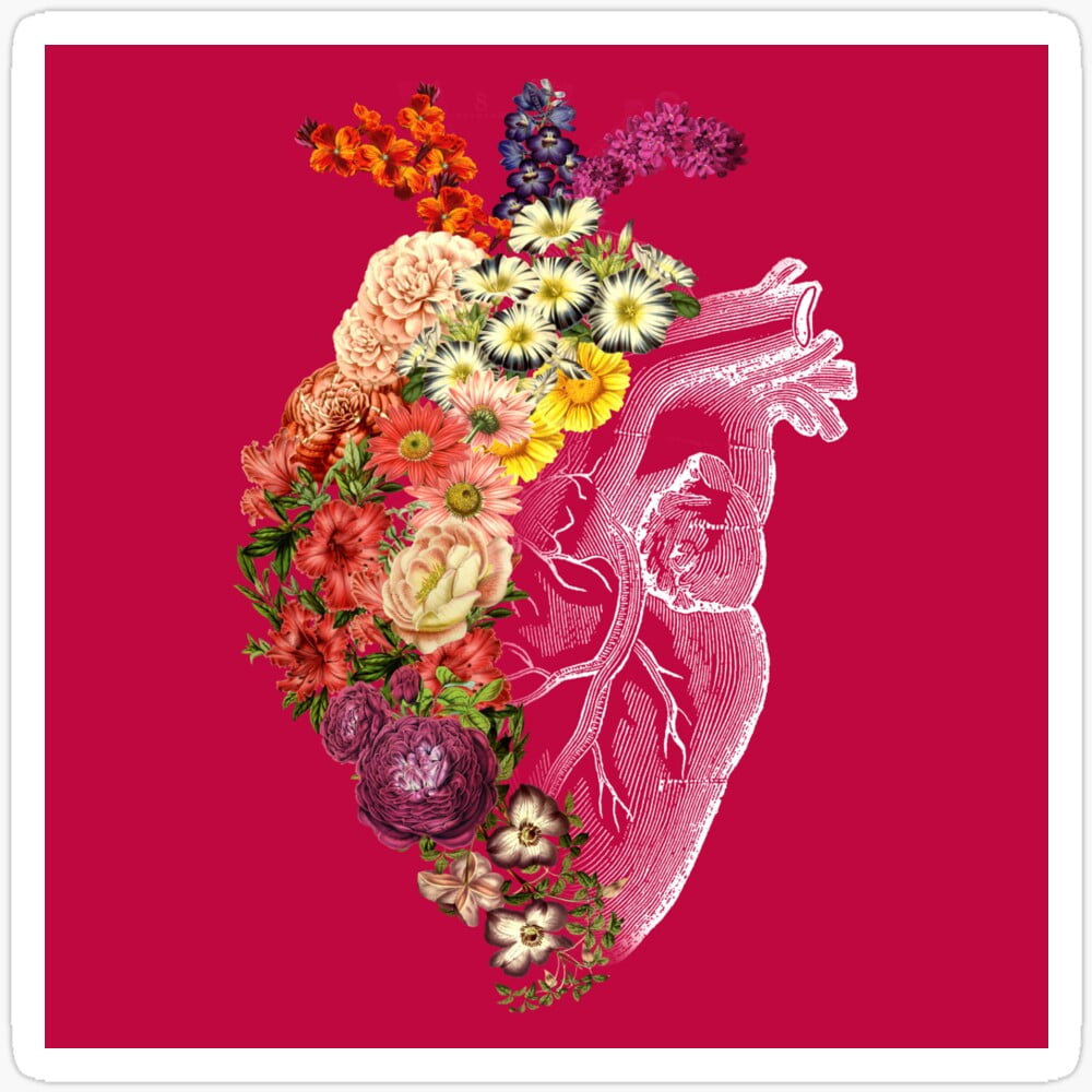 Flower Heart Spring Viva Magenta Sticker Phone Decal Water Bottle ...