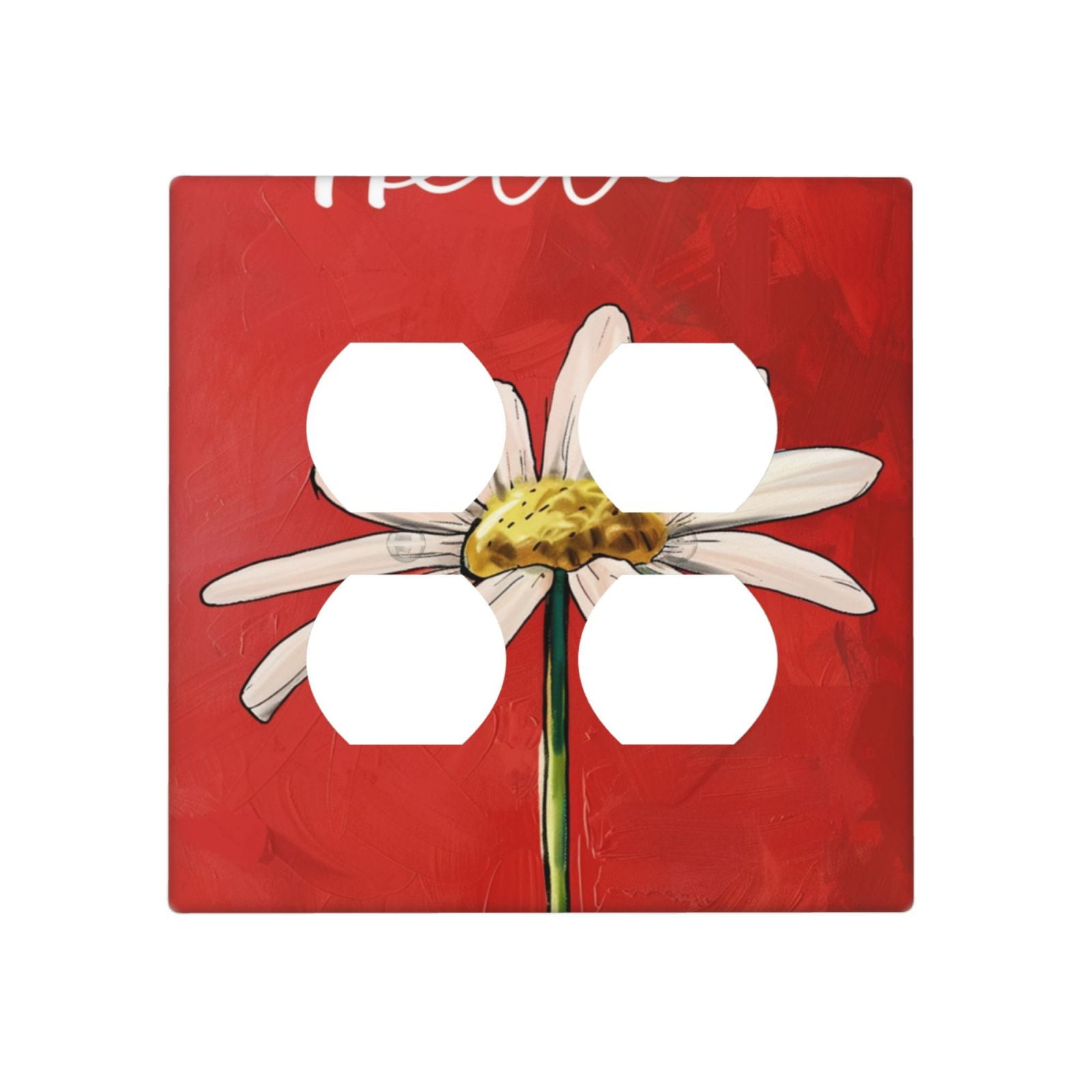 Flower Hello Daisy Switch Cover Decorative Wall Plate / 2-Gang 2-Duplex ...