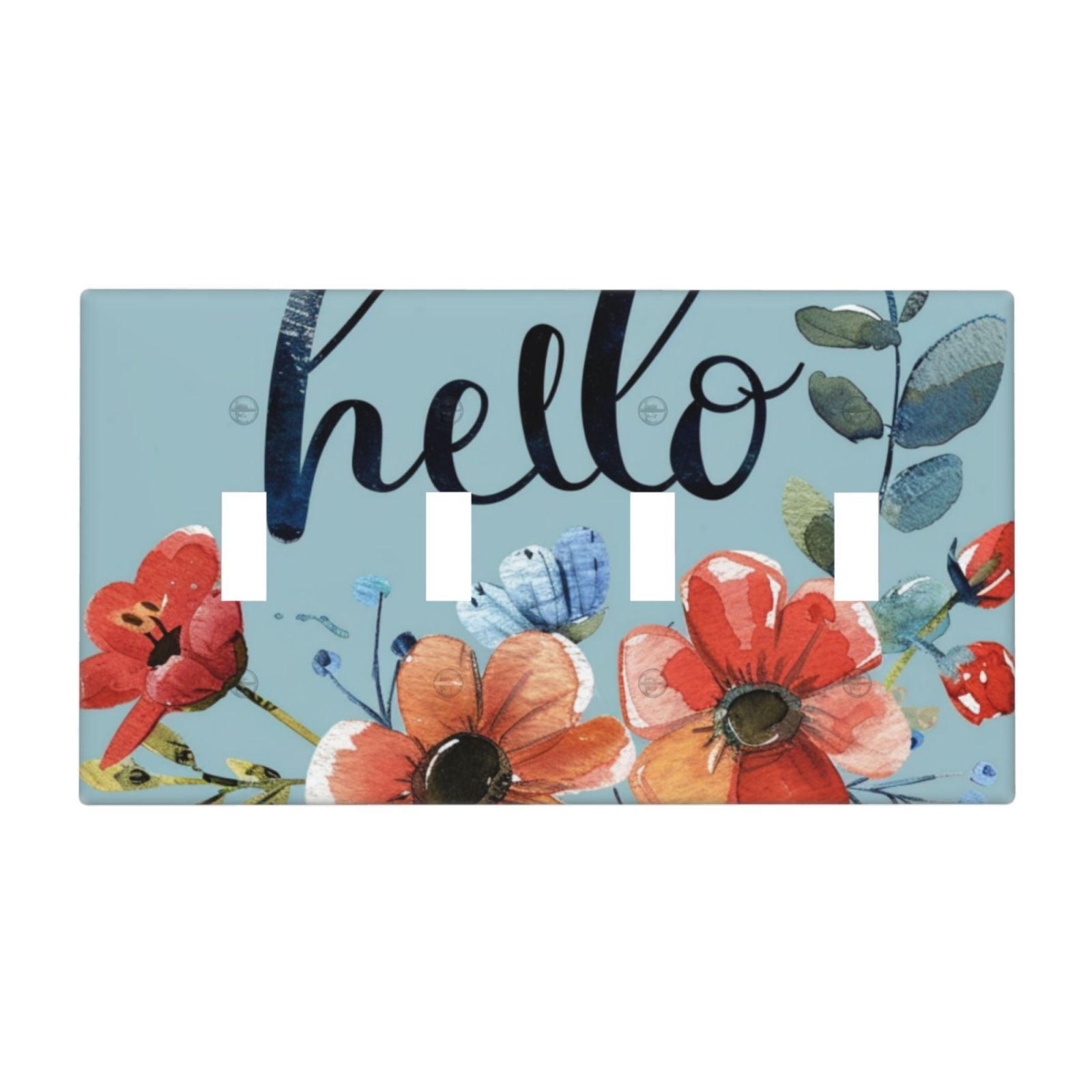 Flower Hello Daisy Switch Cover Decorative Wall Plate / 4-Gang 4-Toggle ...