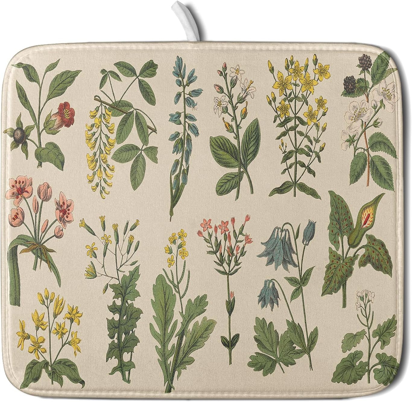 Flower Herbs Dish Drying Mat for Kitchen Counter Decor 16x18 Inch ...