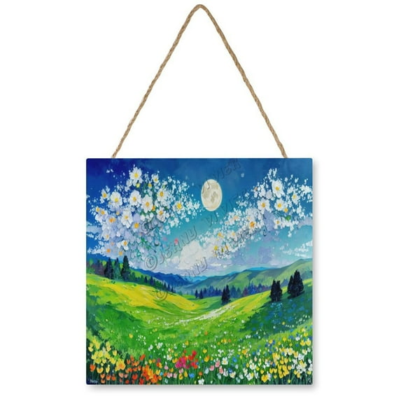 Flower Hill Decorative Wood Hanging Wood Plaque, Rustic Door Sign, Wall ...