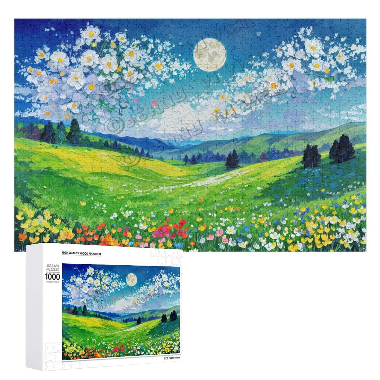 Flower Hill Wild Field 1000 Piece Jigsaw Puzzle for Adults,Vintage ...
