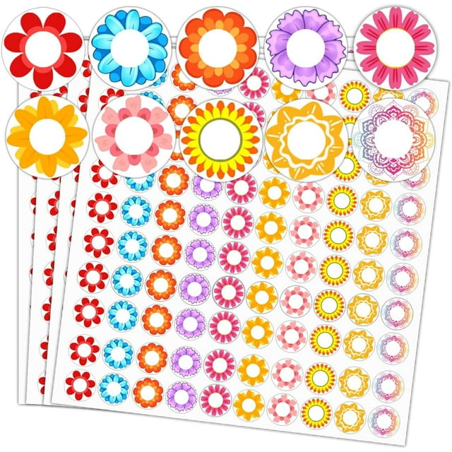 Flower Hole Reinforcement Stickers 0.5inch Colorful Paper Hole ...