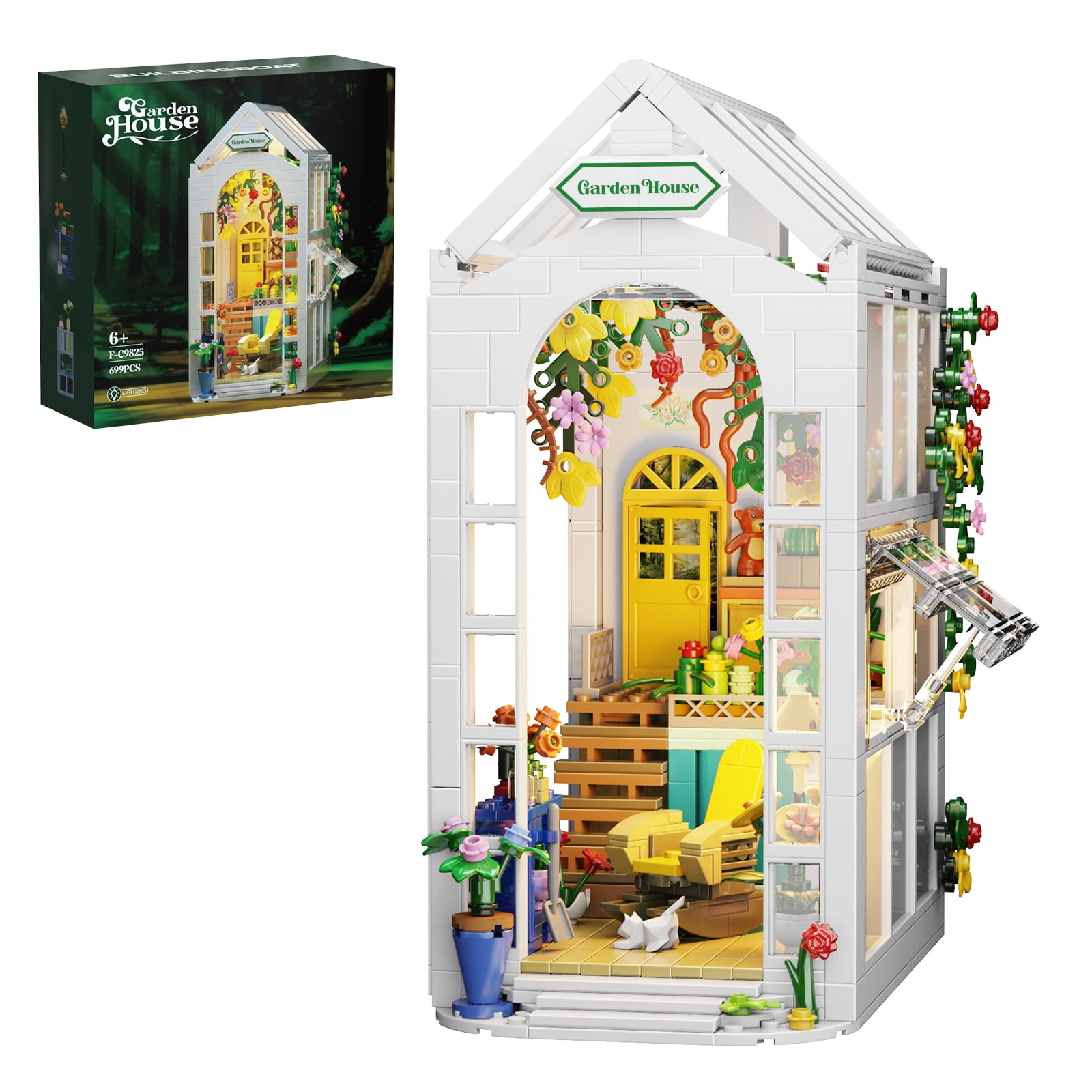 Flower House Building Blocks Sets Garden House Mini Greenhouse Building ...