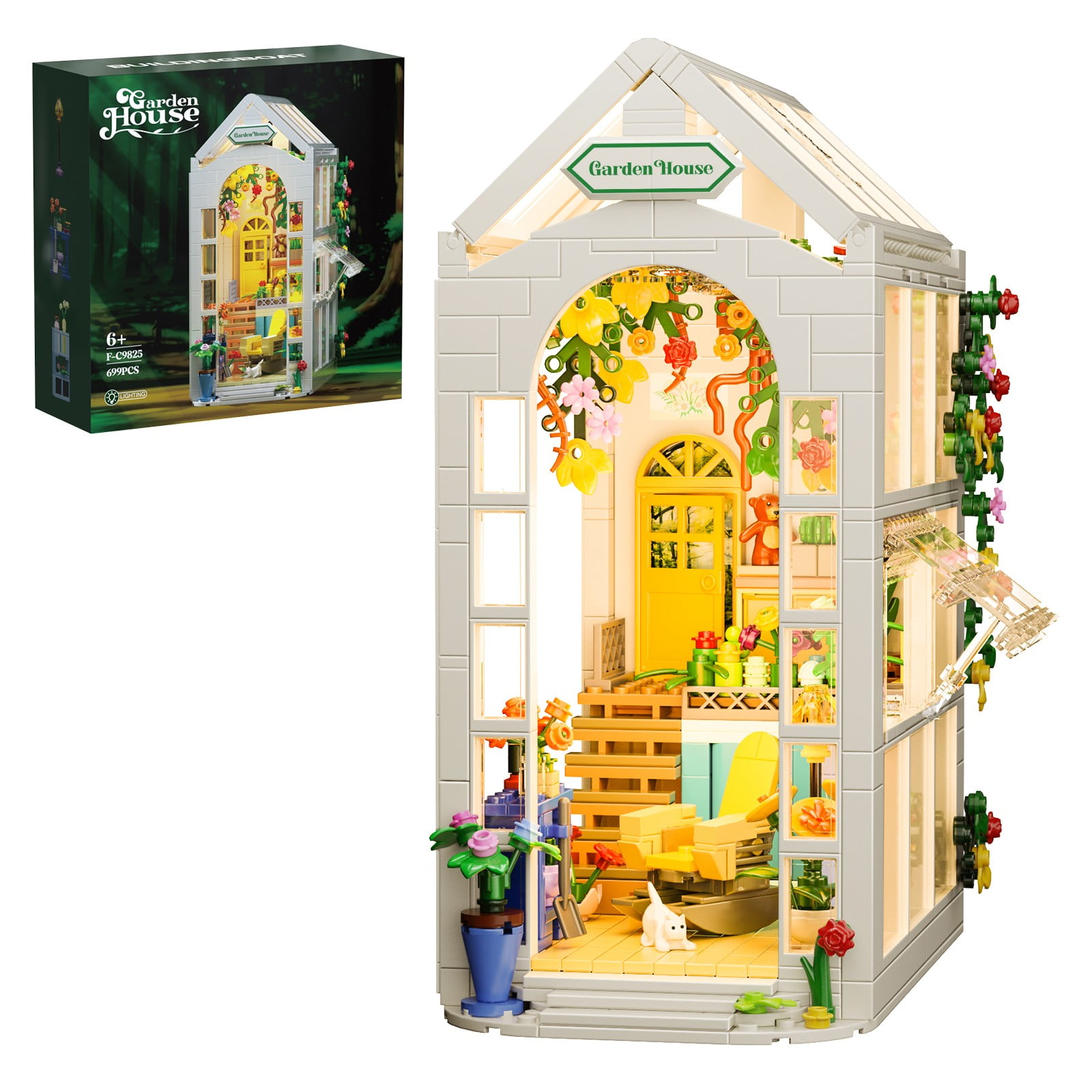 Flower House Building Blocks Sets Garden House Mini Greenhouse Building ...
