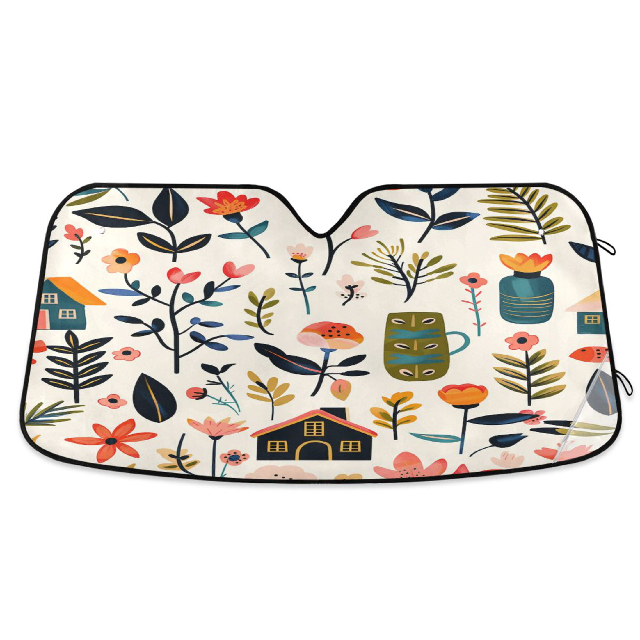 Flower House Leaves Car Windshield Sun Shade Foldable Car Front Window ...