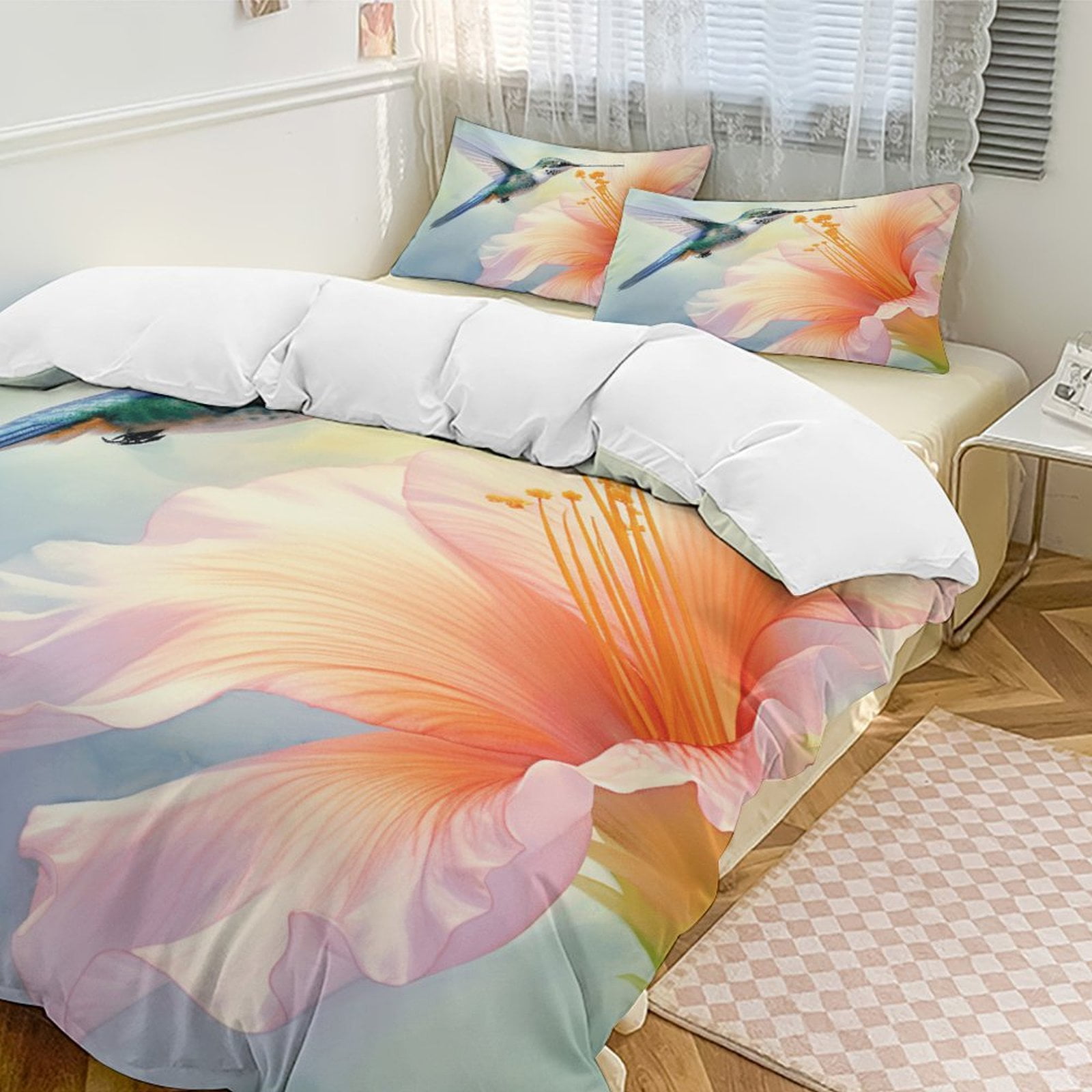 Flower Hummingbird 3D Duvet Cover Set Quilt Cover Theme of Kid Boy Girl ...