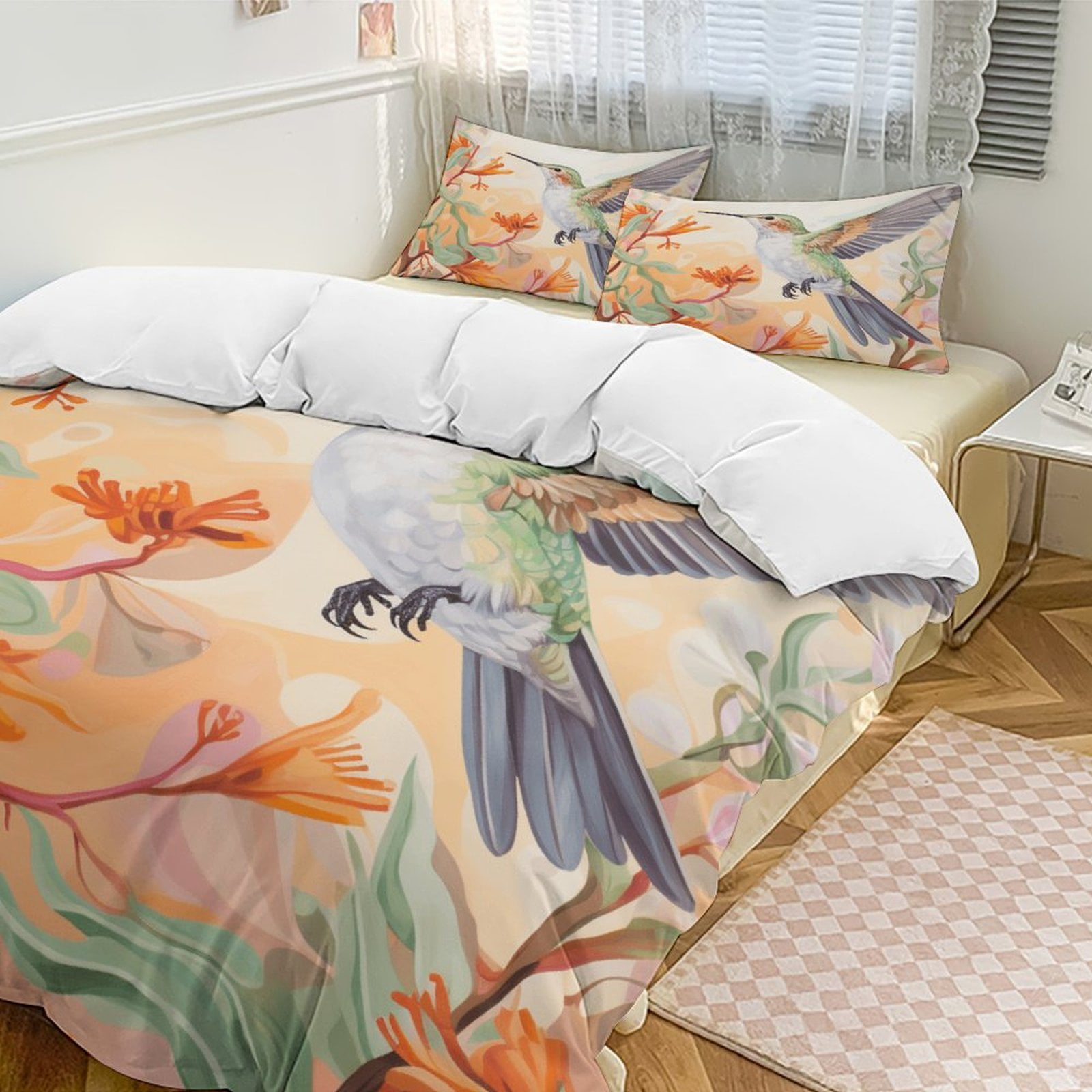 Flower Hummingbird 3D Duvet Cover Set Quilt Cover Theme of Kid Boy Girl ...