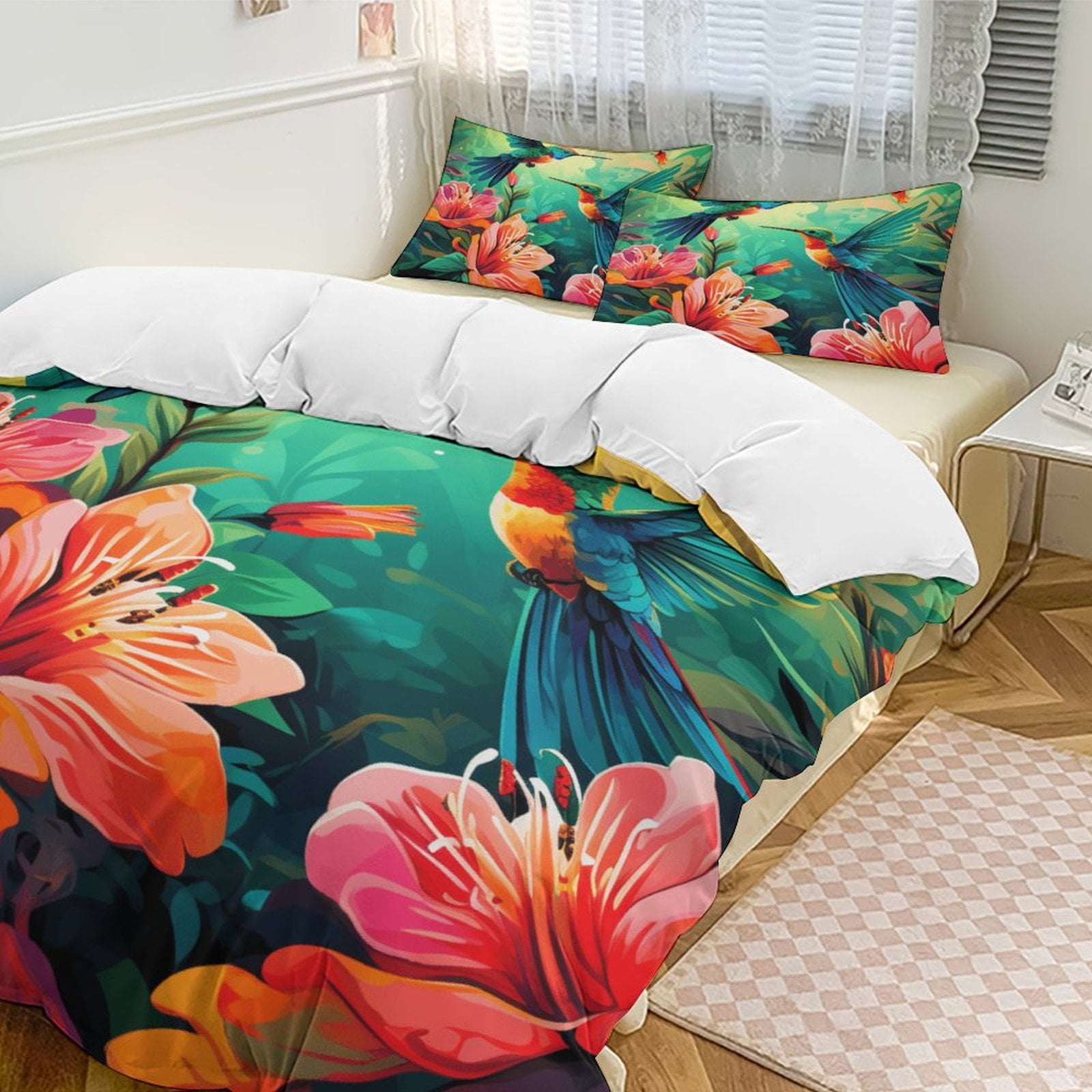 Flower Hummingbird 3D Duvet Cover Set Quilt Cover Theme of Kid Boy Girl ...