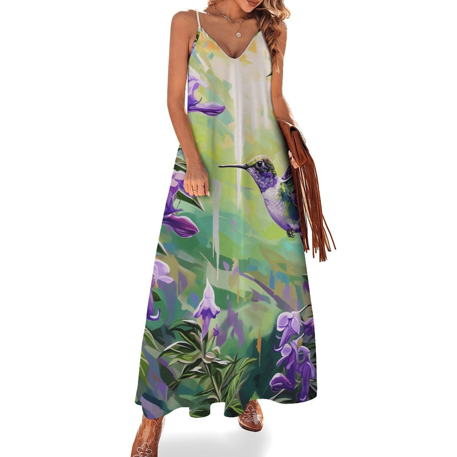 Flower Hummingbird Fine Art Sleeveless Dress Summer Dress Woman 2025 ...