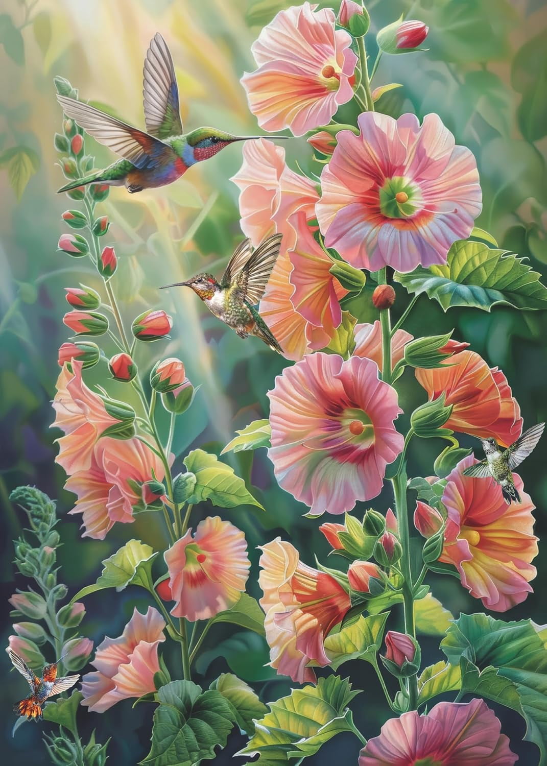 Flower Hummingbird Puzzle for Adults 300 Pieces Nature, Pretty Bird ...