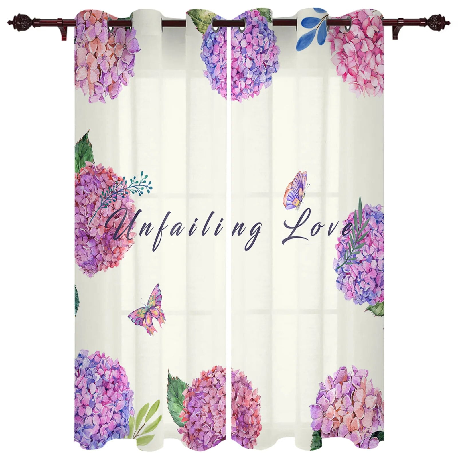 Flower Hydrangea Curtains for Living Room Luxury Bedroom Window Curtain ...