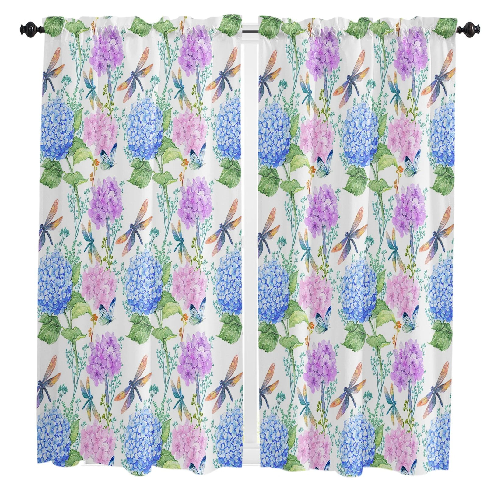Flower Hydrangea Wild Flower Watercolor Curtain Home Decoration Living ...