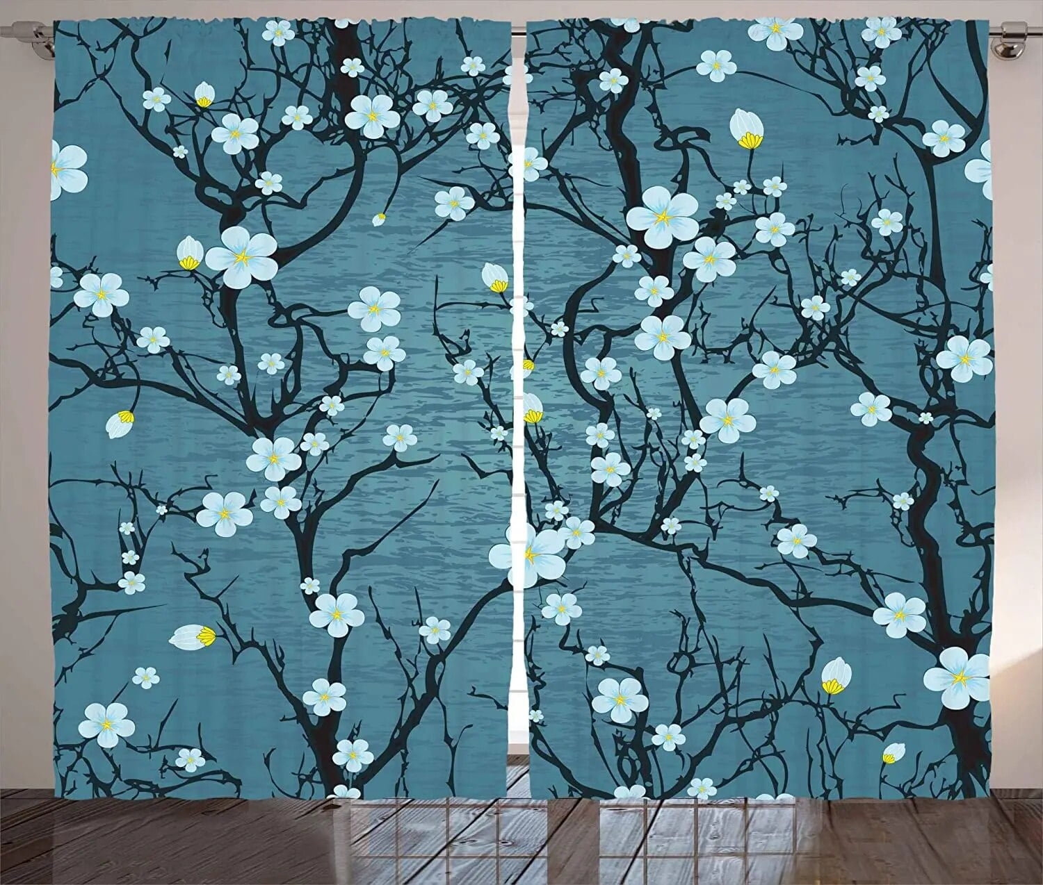 Flower Japanese Cherry Tree Branch Window Curtains Bedroom Kitchen ...