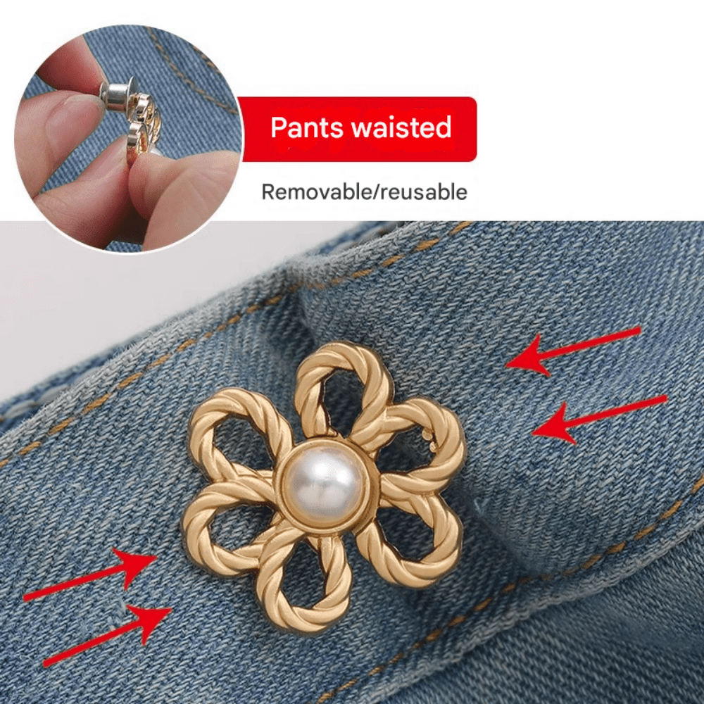 Flower Jeans Waist Tightening Buckle Pin Adjustable Waist Circumference ...