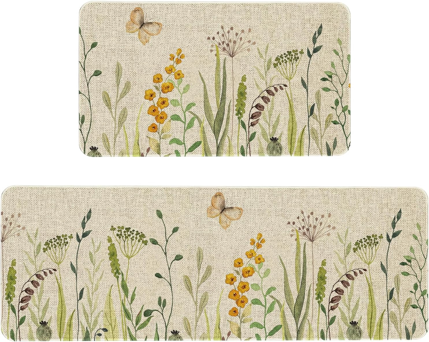 Flower Kitchen Rug Sets 2 Piece Farmhouse Summer Kitchen Mat for Floor ...