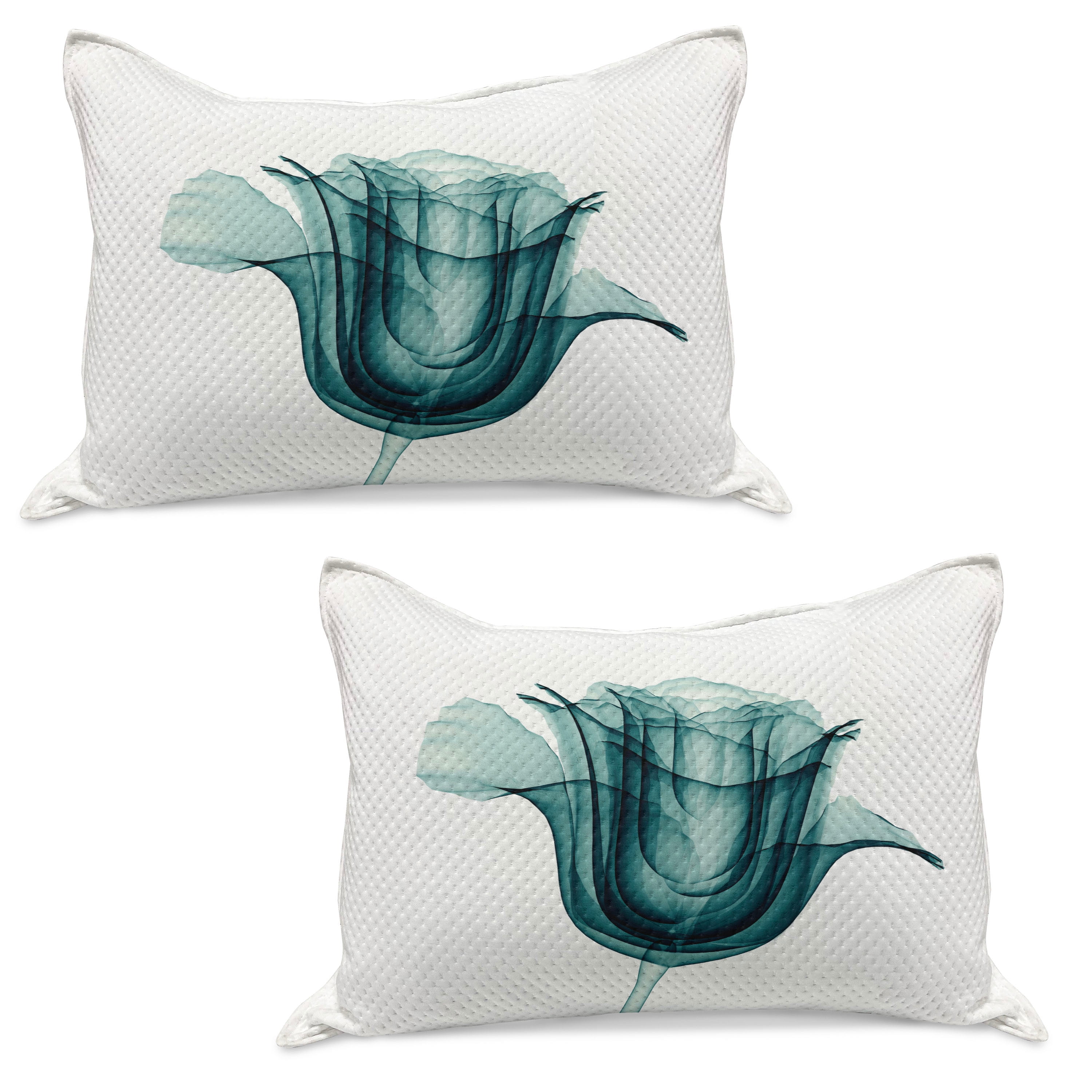 Flower Knitted Quilt Pillowcover Set of 2, X-ray Image of a Rose Flower Romance Creative Nature ...
