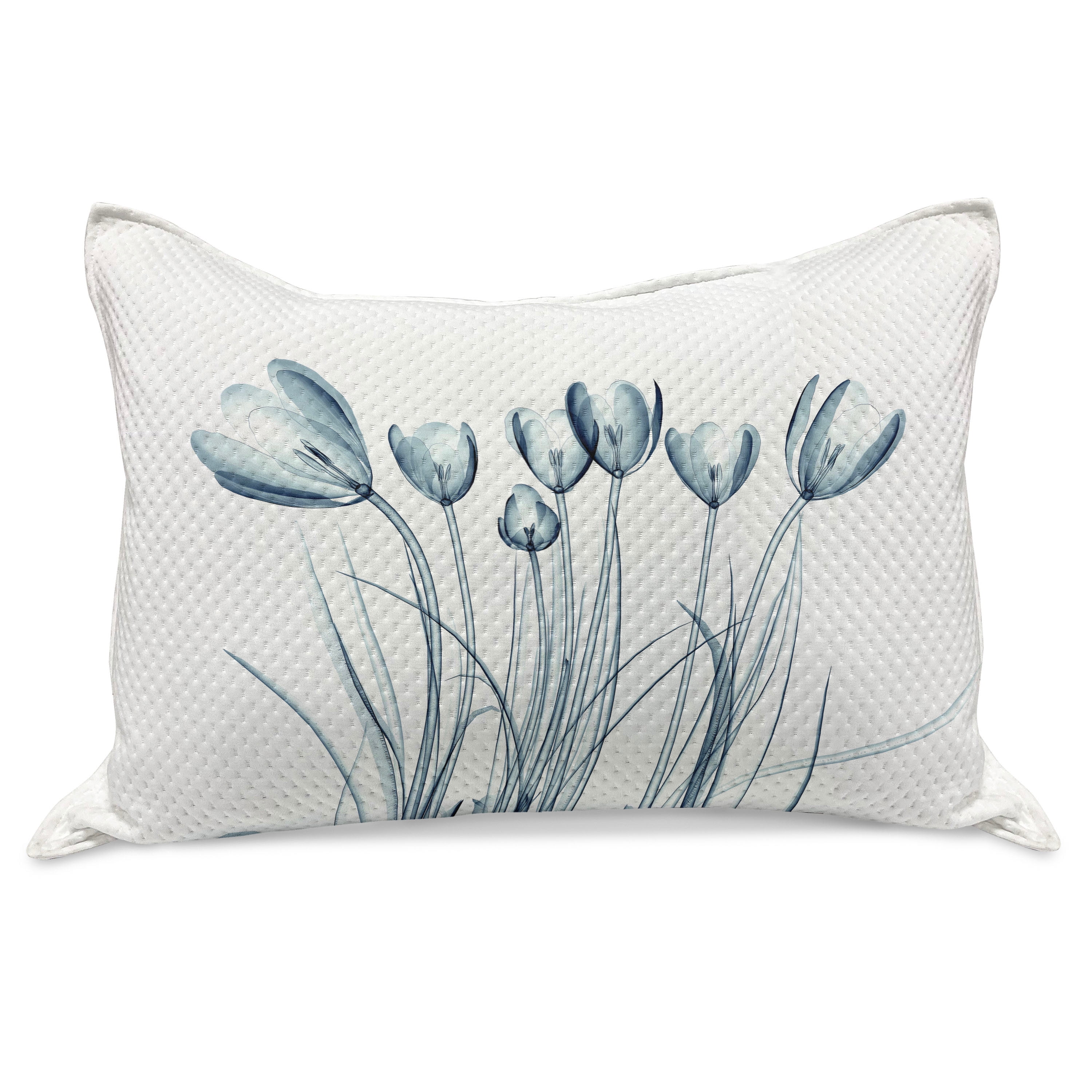 Flower Knitted Quilt Pillowcover, X-ray Image of Tulips Solarized Effect Nature Inspired ...