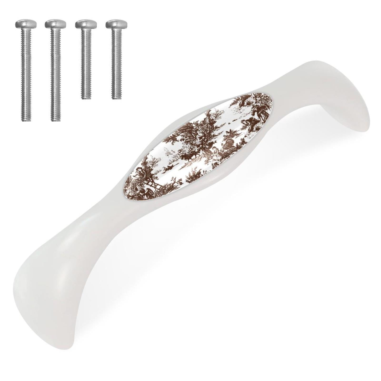 Flower Knob 4 Pack Arched Drawer Pulls Crystal Glass White Knobs with ...