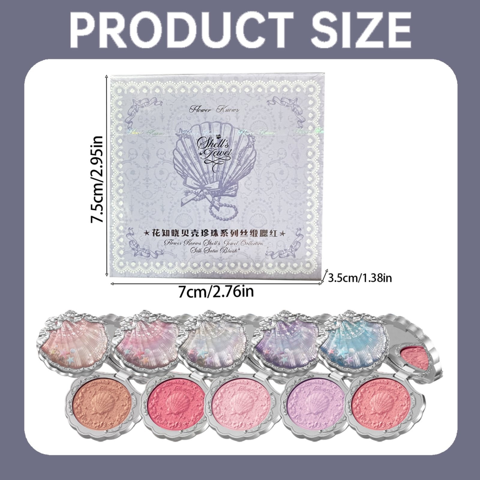 Flower Knows Shell's Jewel Silk Satin Blush,Citrus Glow,Flower Knows Makeup Box,Soft Pink Coral ...