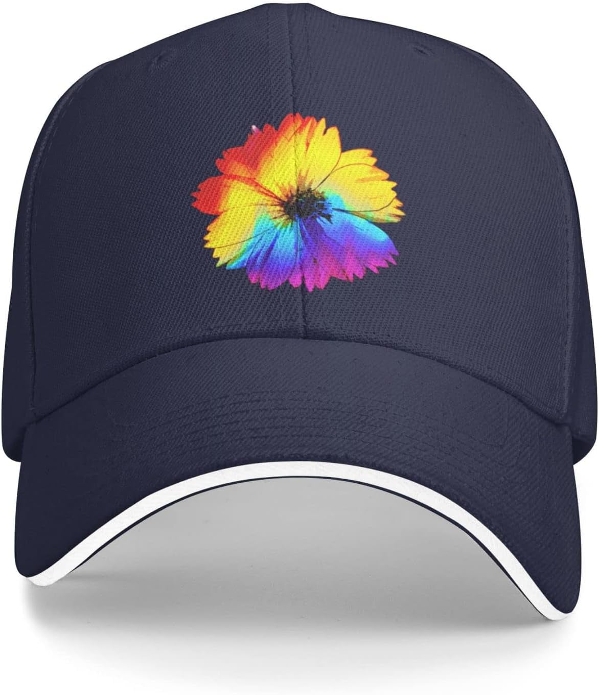 Flower LGBT Gay Pride Gray Cowboy Hat Washed Plain Baseball Cap Retro ...