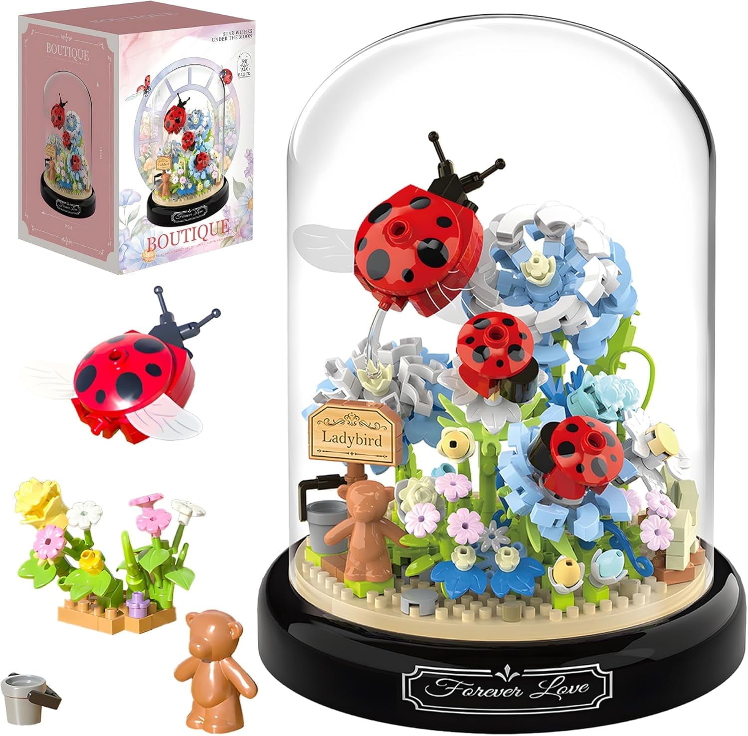 Flower Ladybug Bouquet Building Block Set, Micro Mini Botanical ...