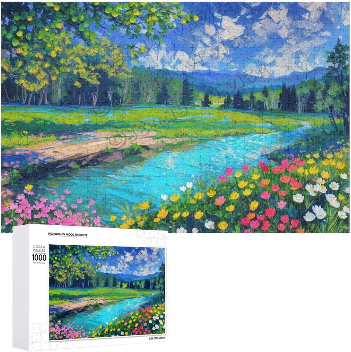 Flower Lake Tree 500 Piece Jigsaw Puzzle for Adults, Natural Scenery ...
