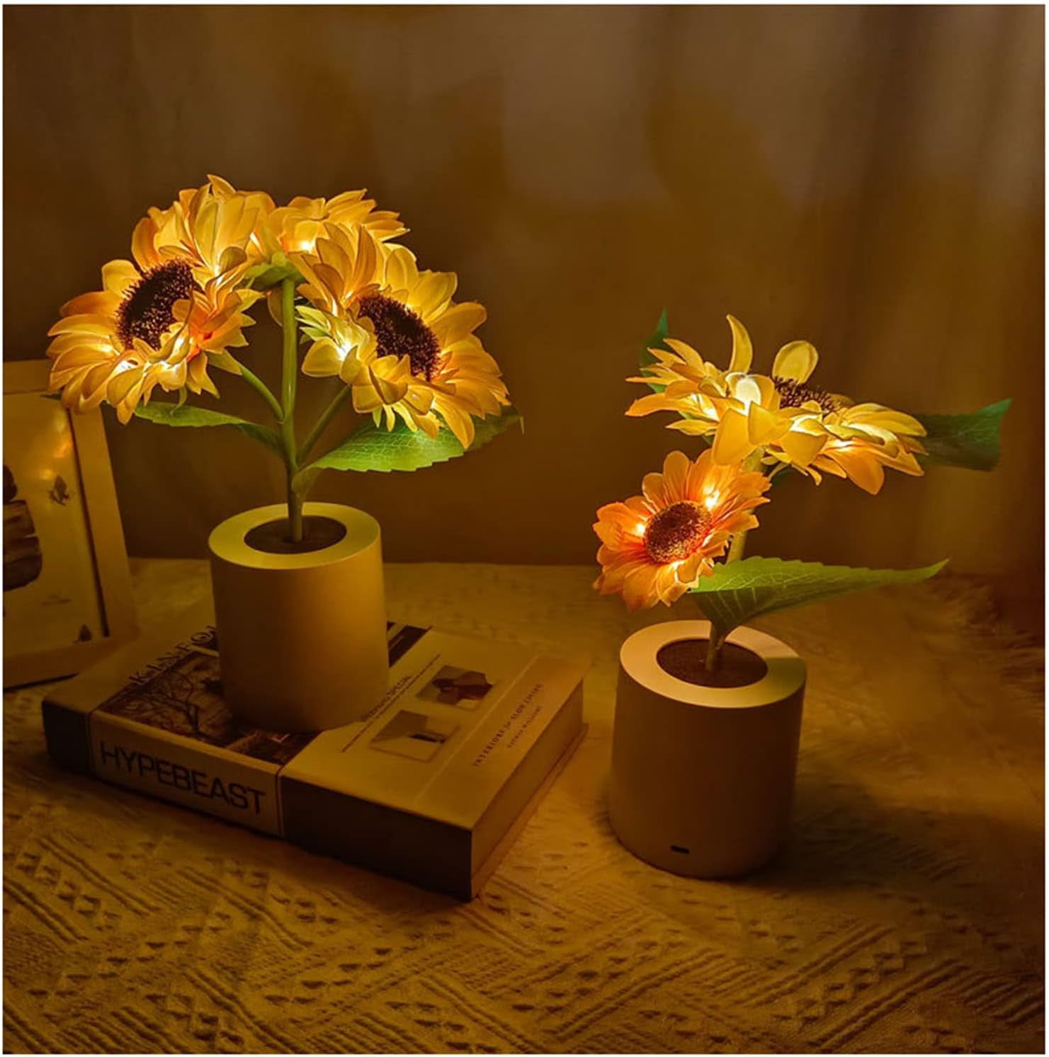 Flower Lamp - Sunflowers Artificial Flowers, Rechargeable Led 800mAh ...