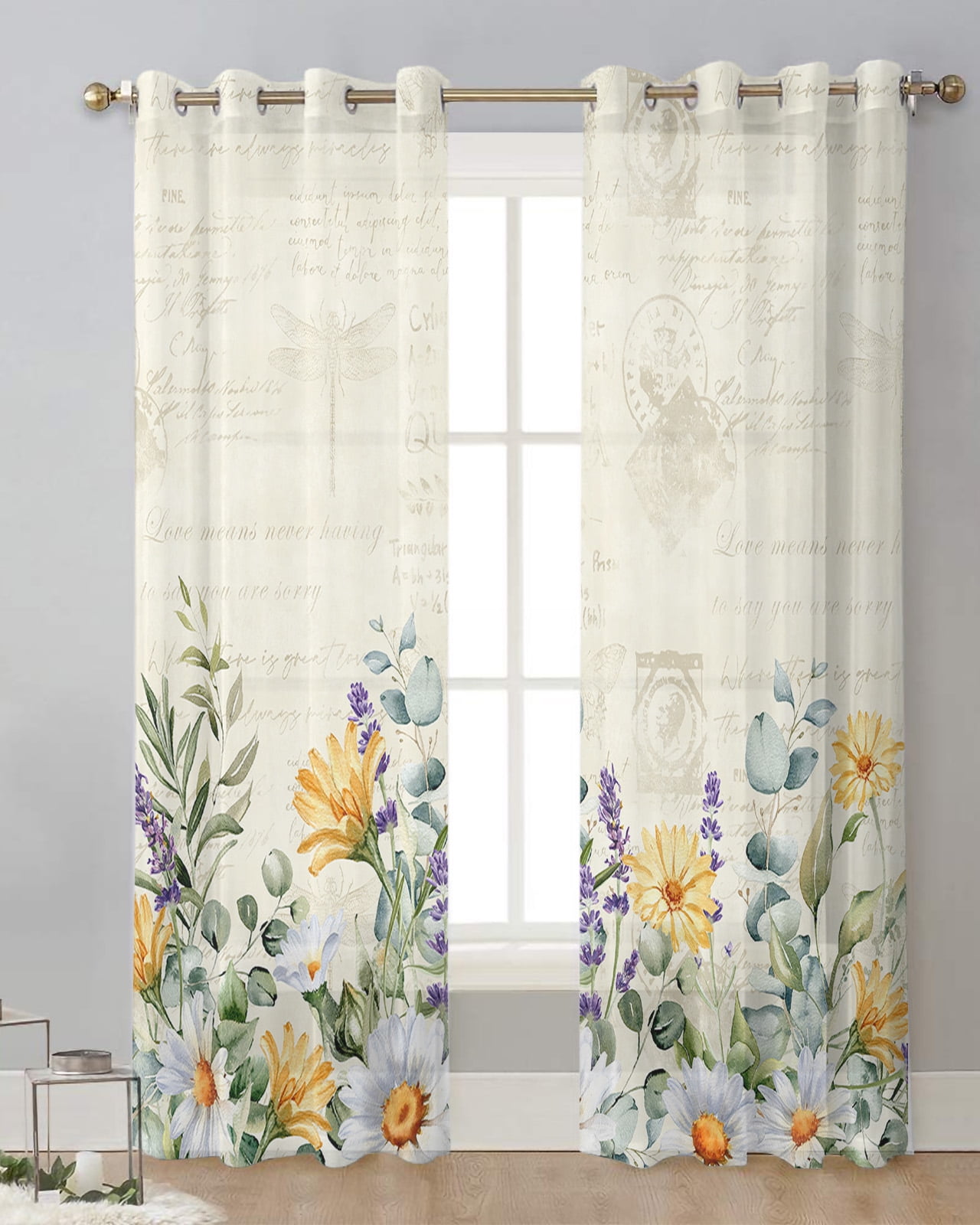 Flower Lavender Butterfly Vintage Purple Tulle Living Room ration ...