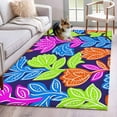 Flower Leaf Area Rugs 3x5 ft Abstract Orange Green Blue Pink Lines ...
