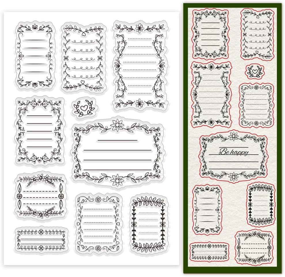 Flower Leaf Border Transparent Stamps PVC Plastic Clear Rubber Stamps ...