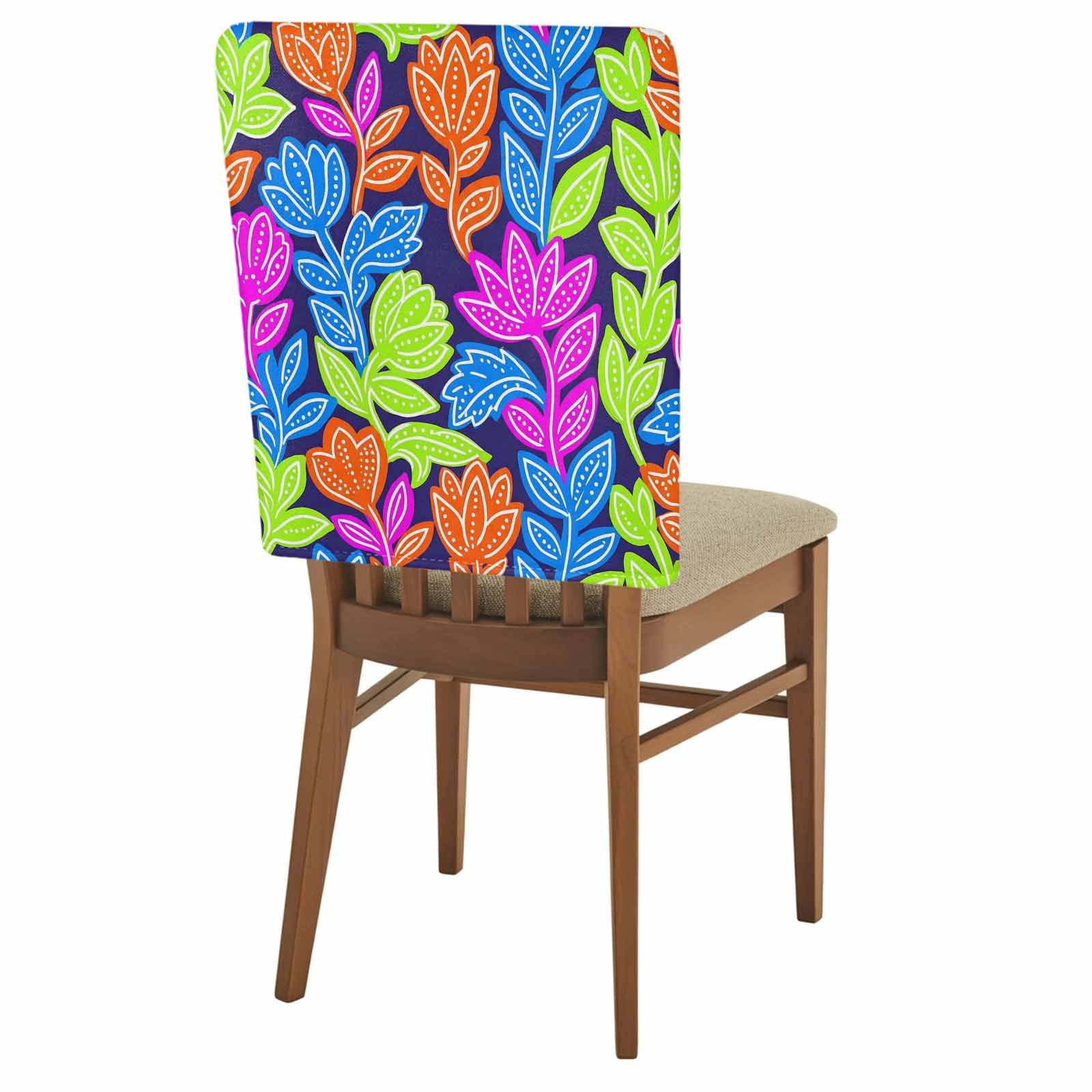 Flower Leaf Chair Back Covers Set of 8, Abstract Orange Green Blue Pink ...