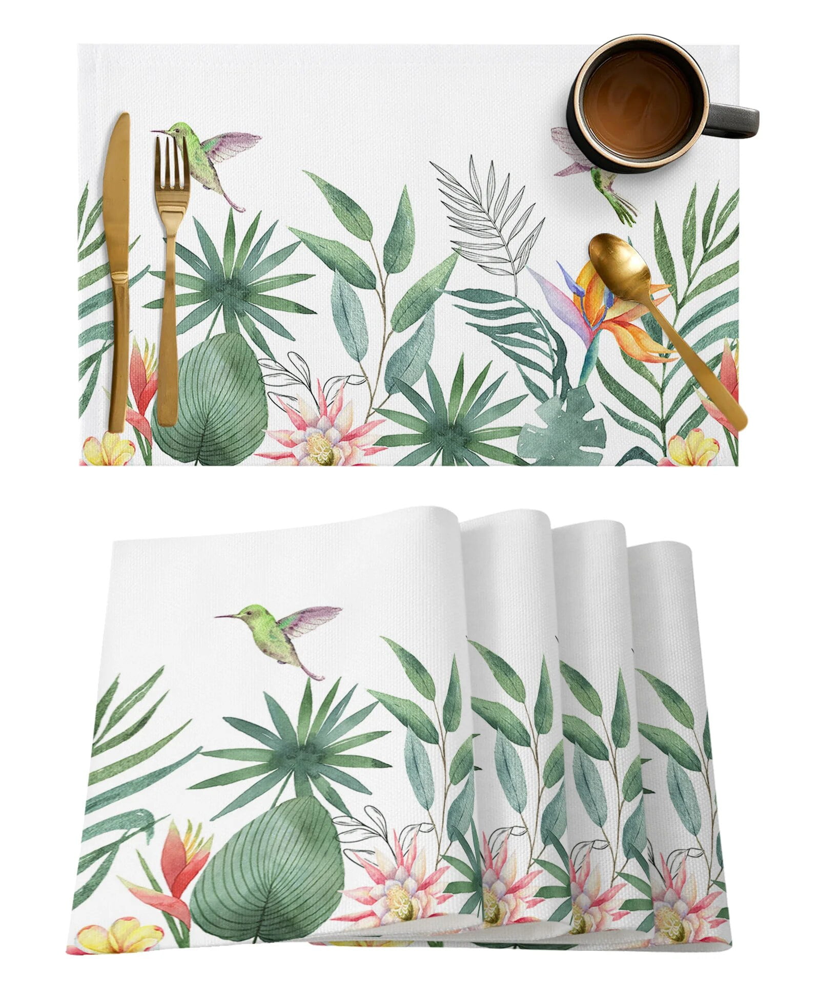 Flower Leaf Dragonfly Table Mat Holiday Kitchen Dining Table Decor ...