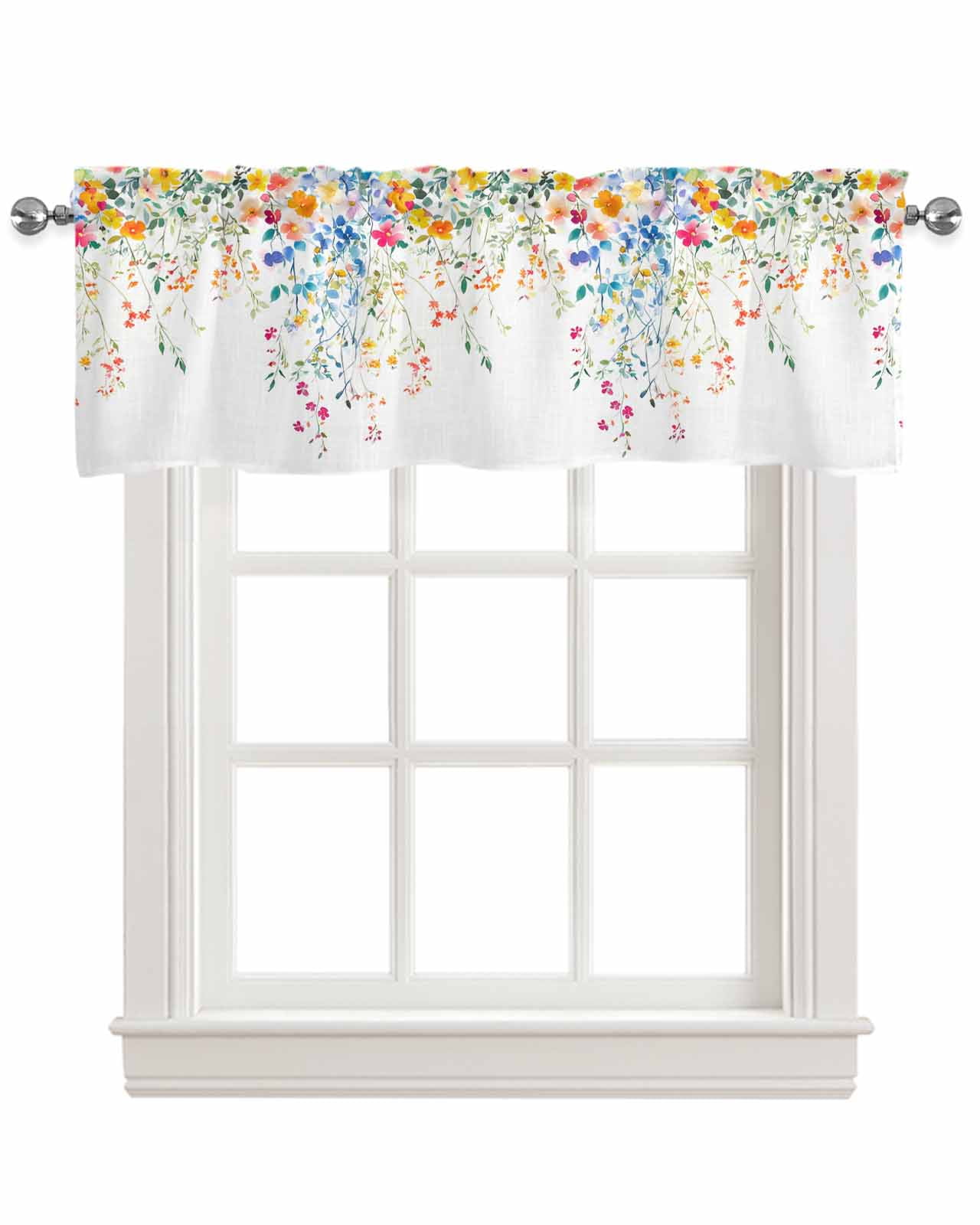 Flower Leaf Kitchen Valances for Windows Farmhouse Linen Window Valance ...