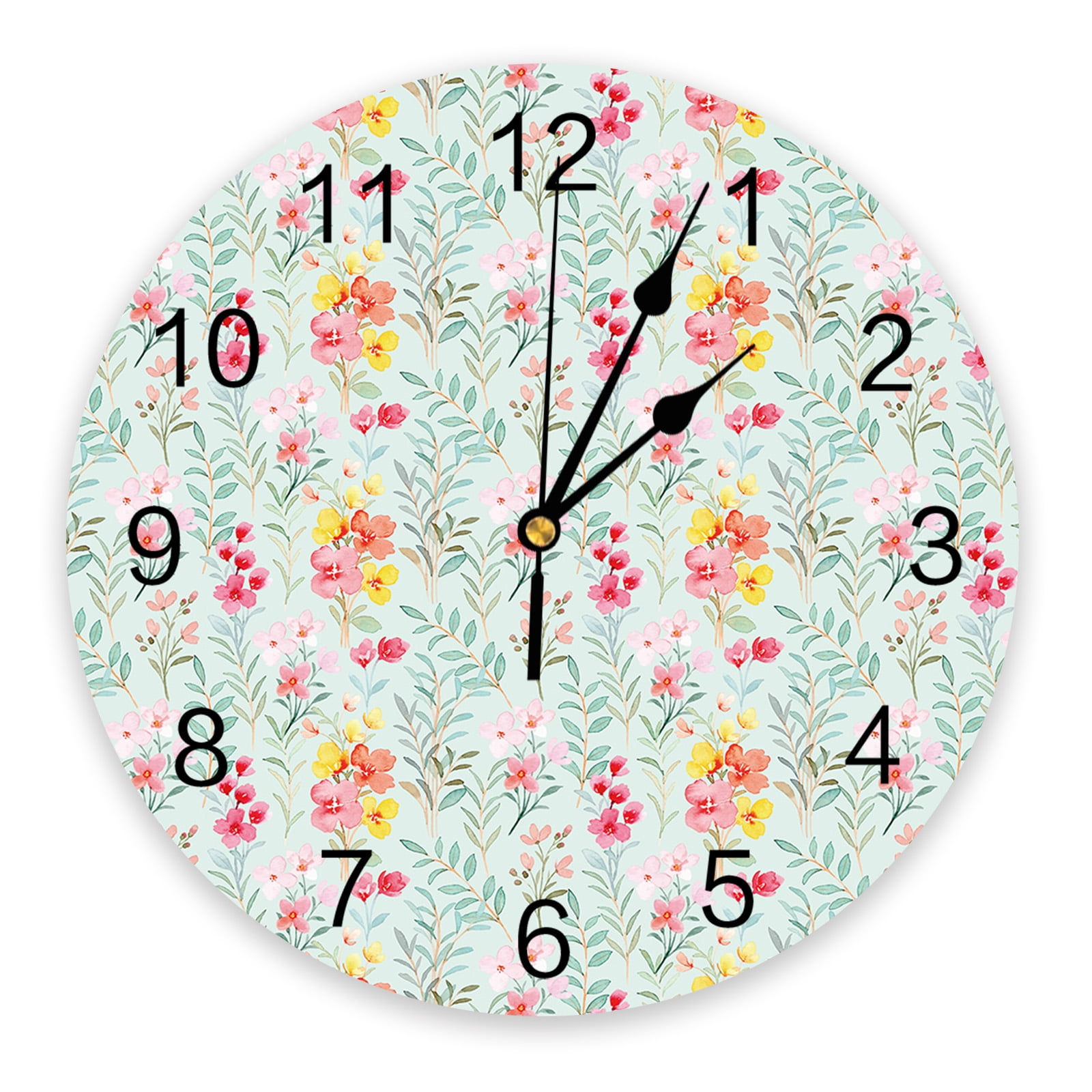 Flower Leaf Pattern Stamen Modern Wall Clock for Living Room Wall ...