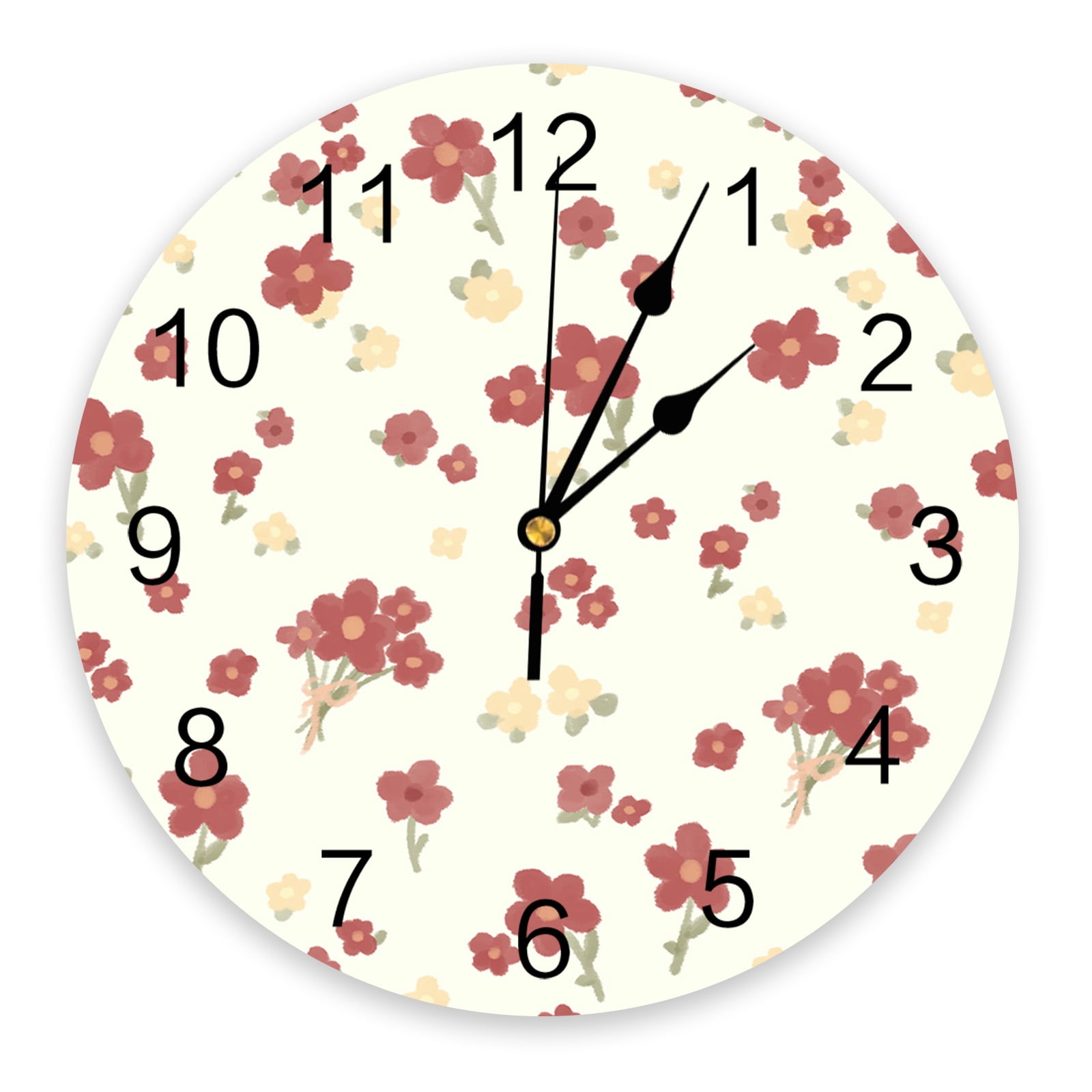 Flower Leaf Pattern Stamen Modern Wall Clock for Living Room Wall ...