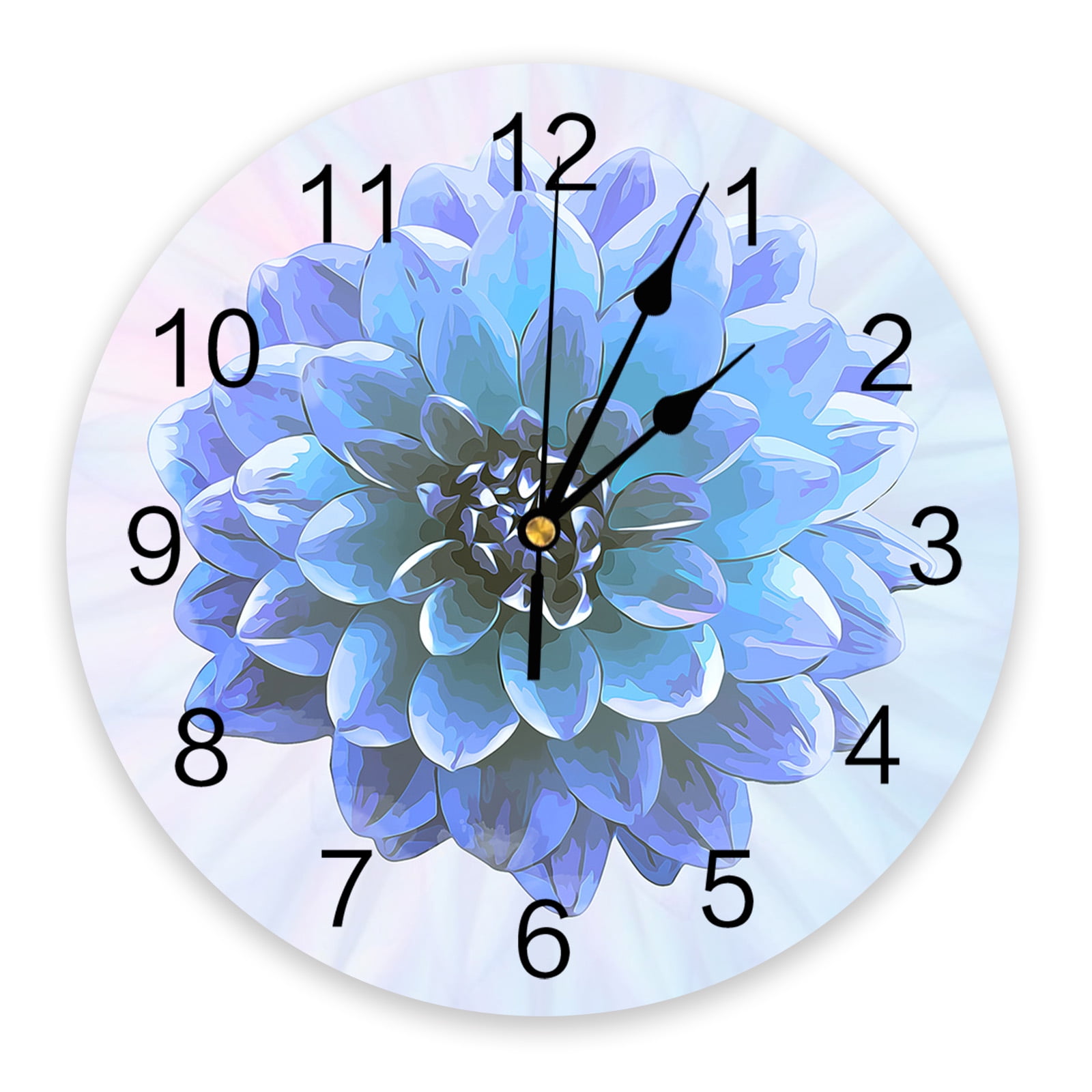 Flower Leaf Pattern Stamen Modern Wall Clock for Living Room Wall ...