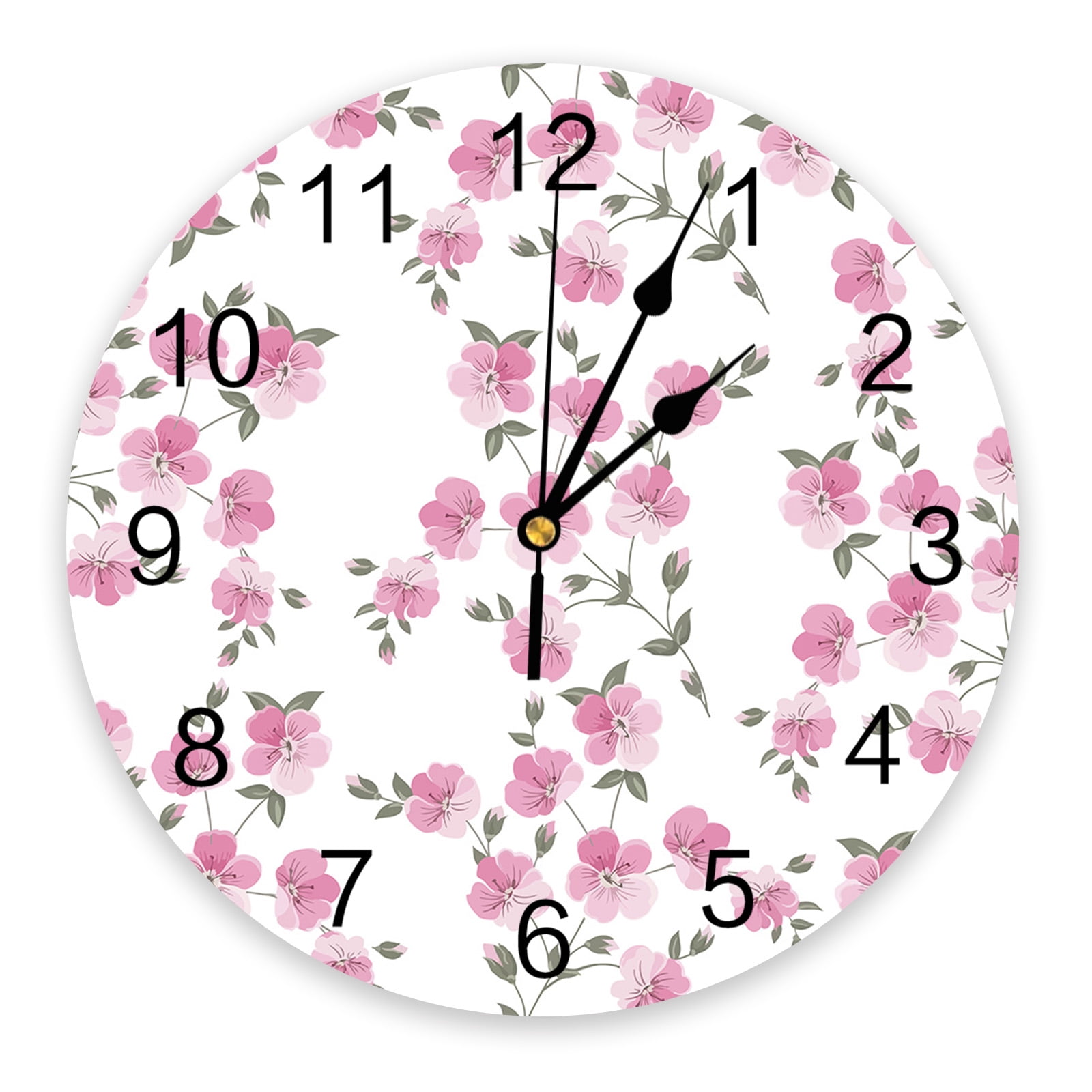 Flower Leaf Pattern Stamen Modern Wall Clock for Living Room Wall ...