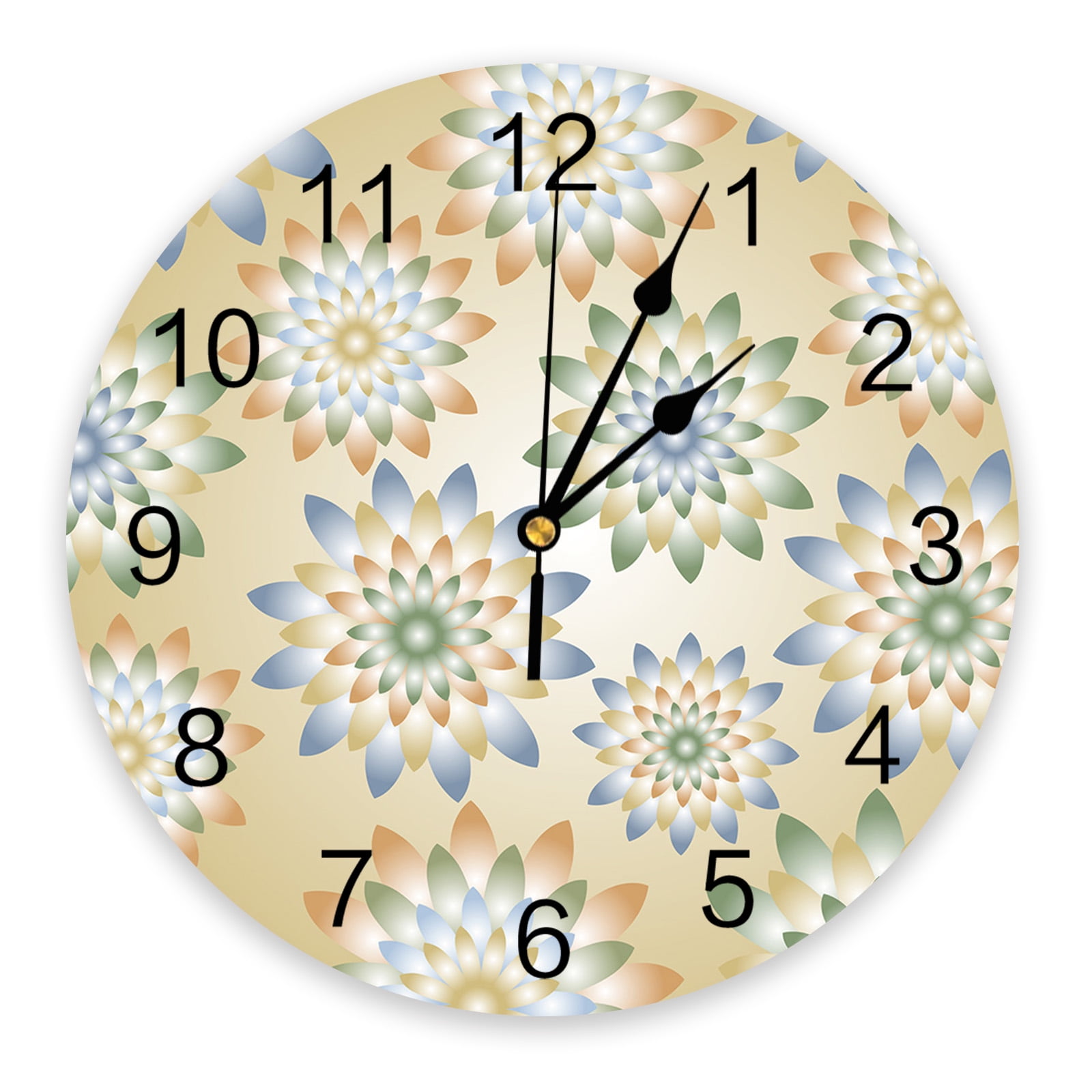 Flower Leaf Pattern Stamen Modern Wall Clock for Living Room Wall ...