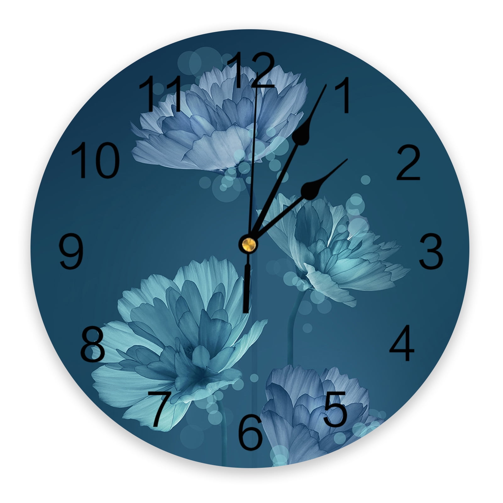 Flower Leaf Pattern Stamen Modern Wall Clock for Living Room Wall ...