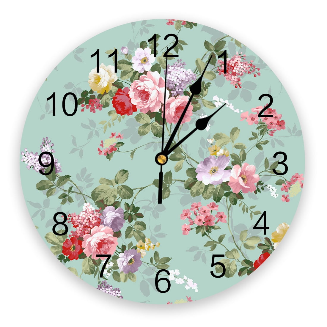 Flower Leaf Pattern Stamen Modern Wall Clock for Living Room Wall ...