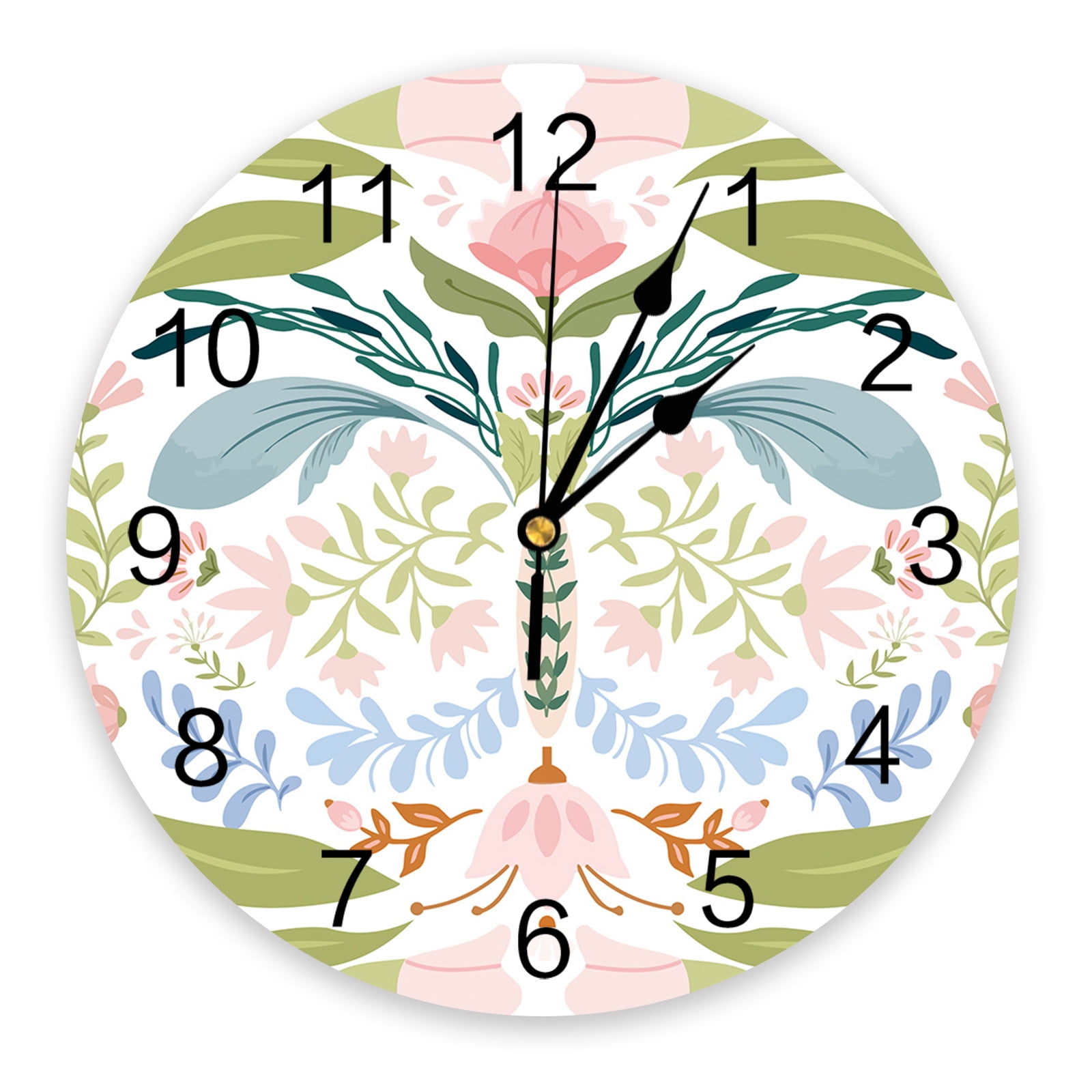 Flower Leaf Pattern Stamen Modern Wall Clock for Living Room Wall ...