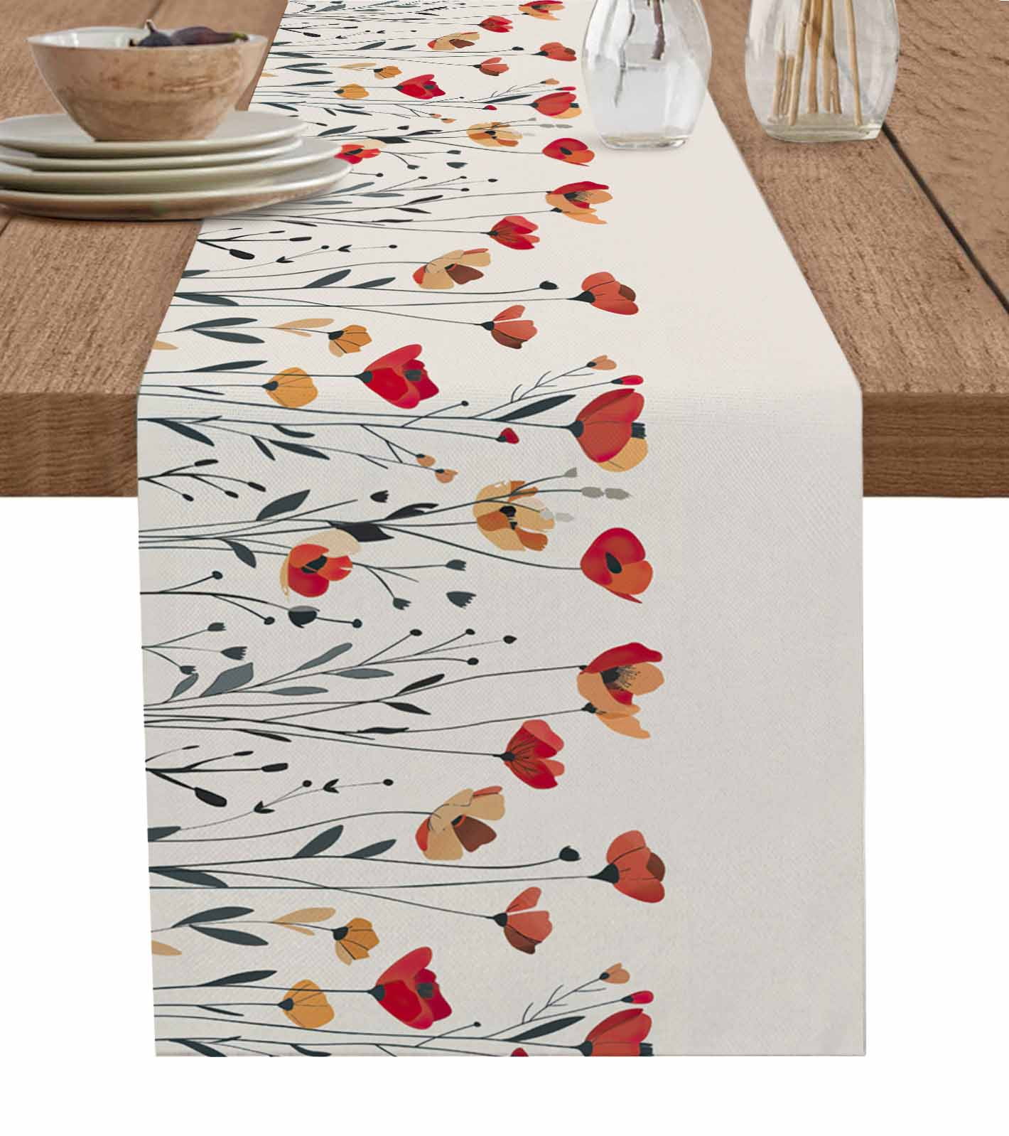 Flower Leaves And Flower Buds Table Runner ration Home r Dinner Table ...