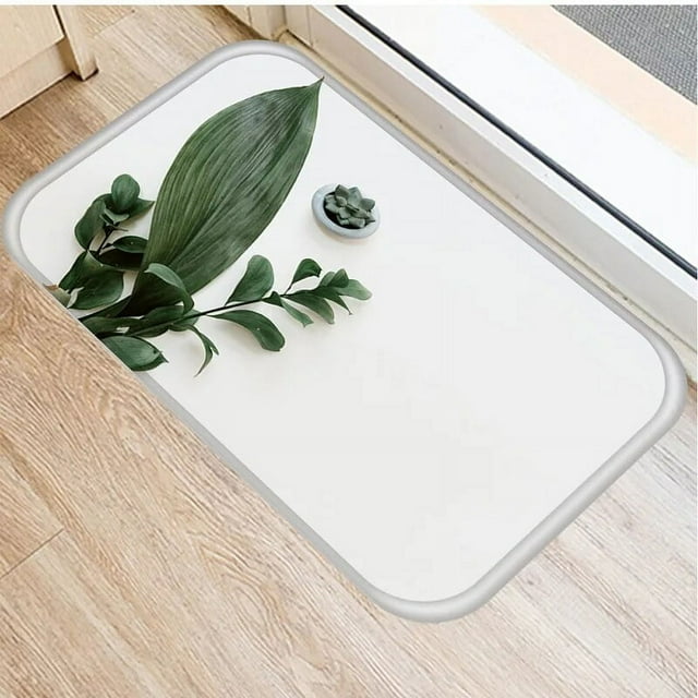 Flower Leaves Anti-Slip Doormat Kitchen Entrance Door Mat Flannel ...