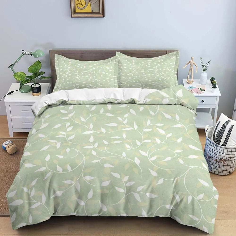 Flower Leaves Duvet Cover Set Fashion Pattern Print Polyester Comforter ...