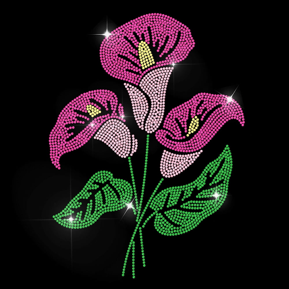 Flower Leaves Rhinestone Iron on Decal Calla Lily Hotfix Transfer ...