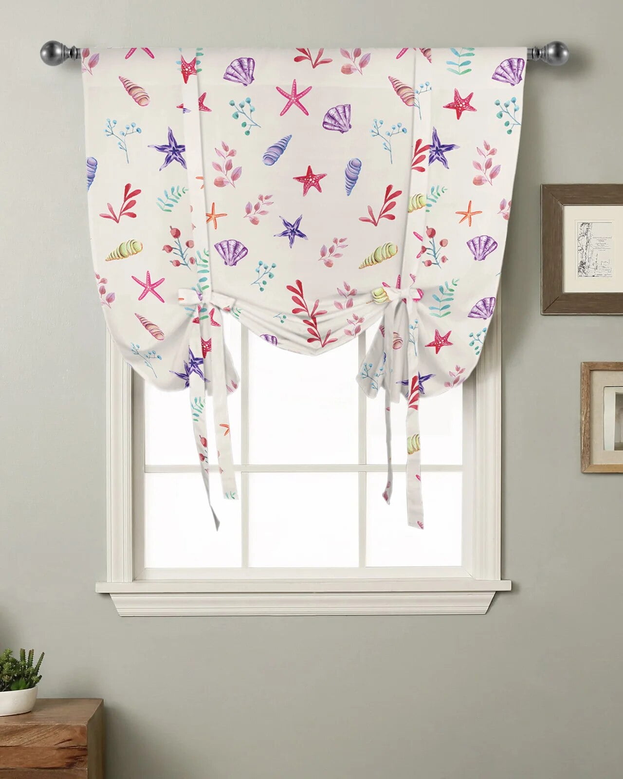 Flower Leaves Shell StarKitchen Short Window Curtain Rod Pocket ...