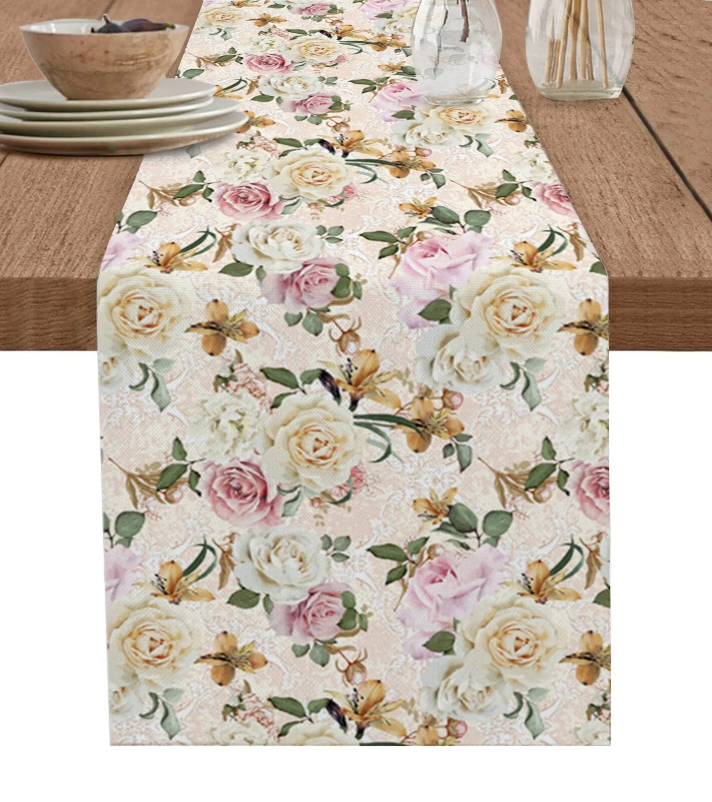 Flower Leaves Vintage Table Runners Wedding Table Decoration for ...