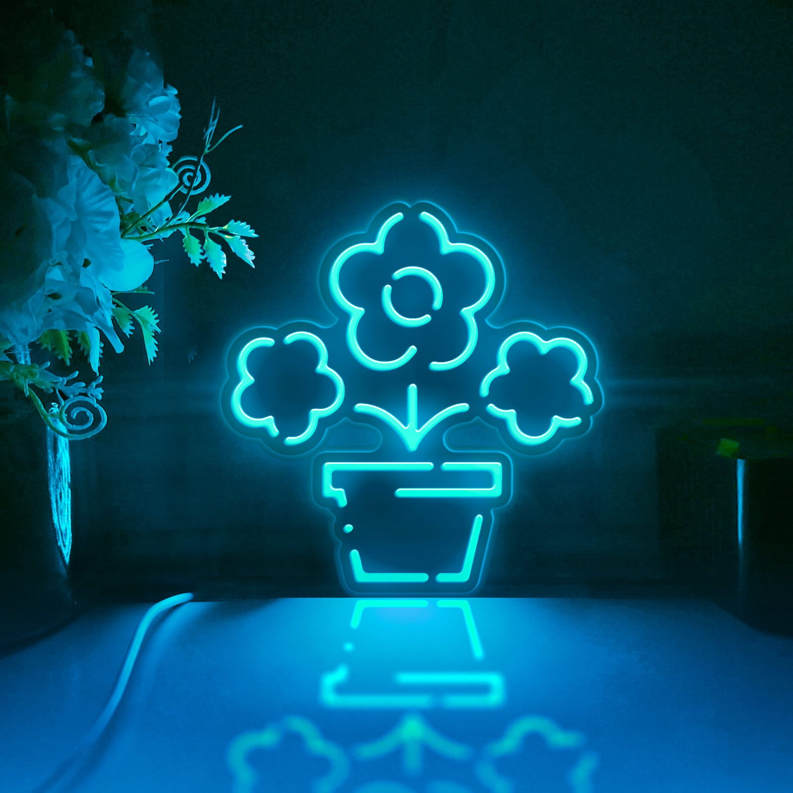 Flower Led Light Box, Dimmable Neon-Like Light Signs USB Power for Wall ...